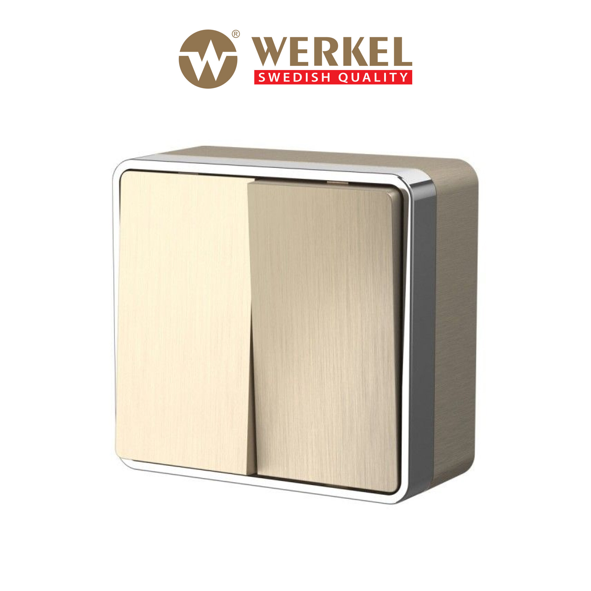 Накладной выключатель двухклавишный Werkel Gallant W5020010 шампань рифленый IP20