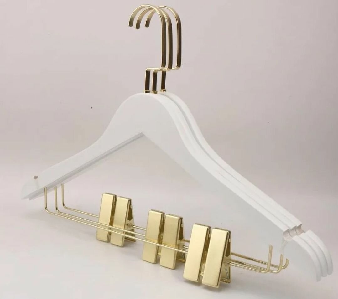 Вешалки "Золотые плечи" с прищепками металлические в наборе 3 шт