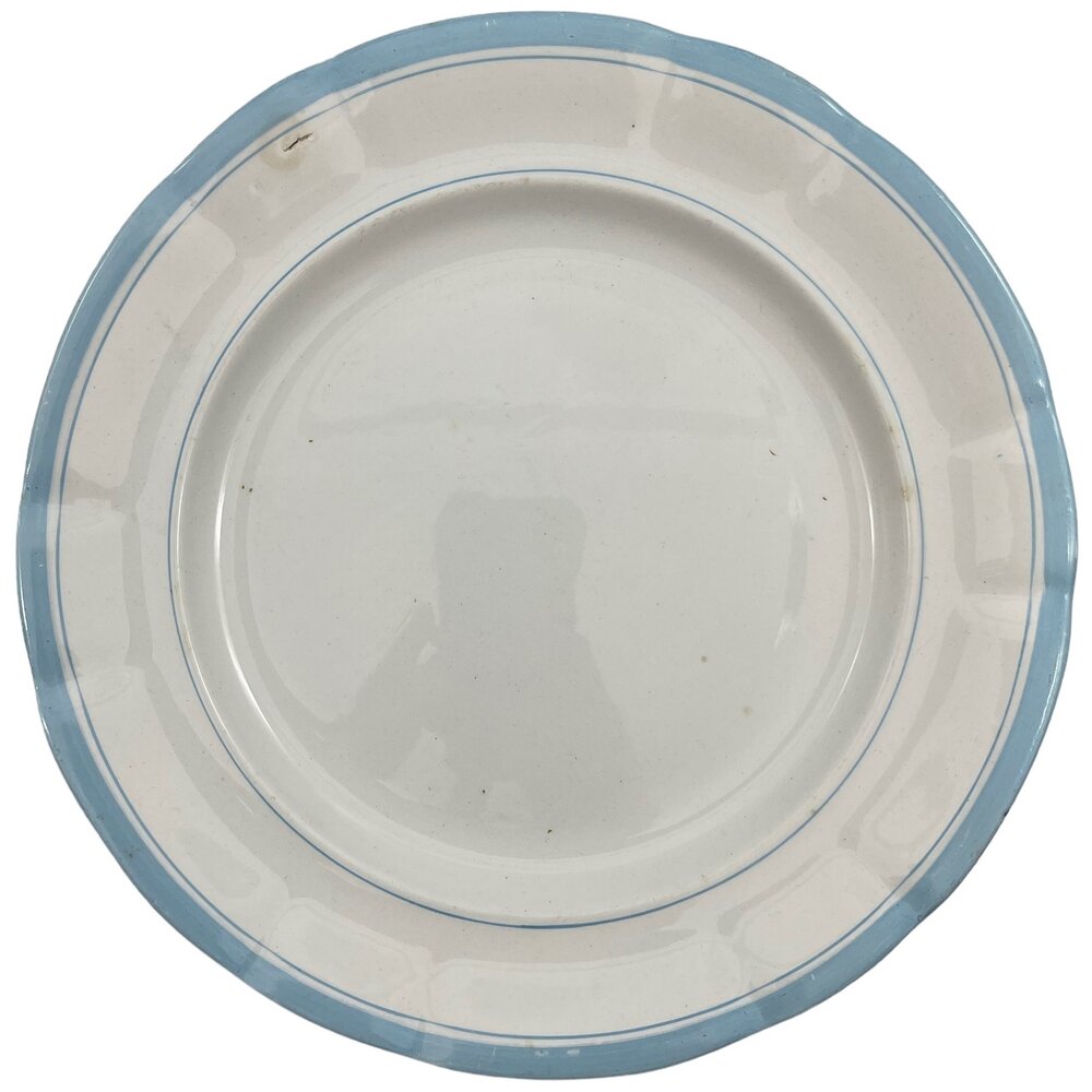 Тарелка "Голубая кайма", 24,5 см, 1889-1917 гг, Т-во Кузнецов М. С, Российская Империя (Лот № 5)