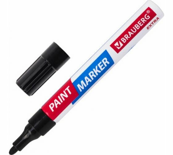 Лаковый маркер-краска BRAUBERG EXTRA paint marker 4 мм, черный, улучшенная нитро-основа, 151979