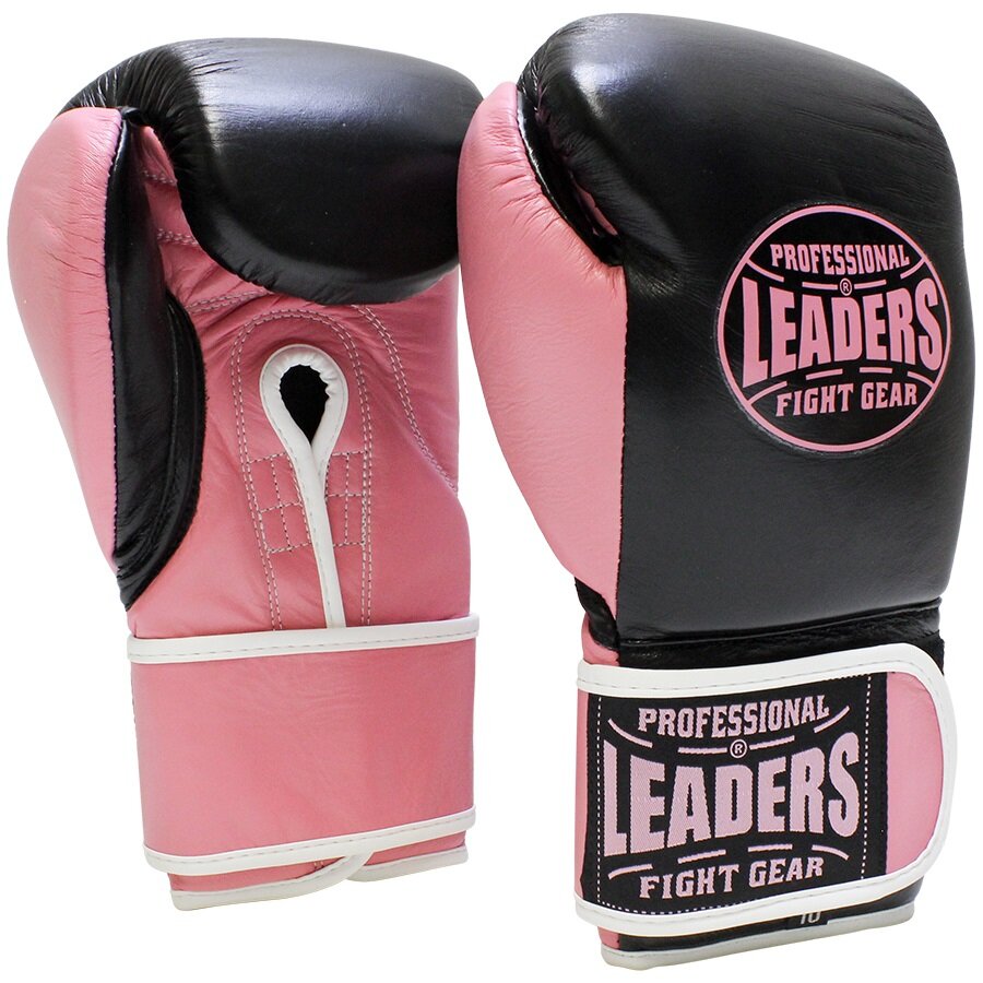 Перчатки боксерские LEADERS Wave черно-розовые, 12 унций