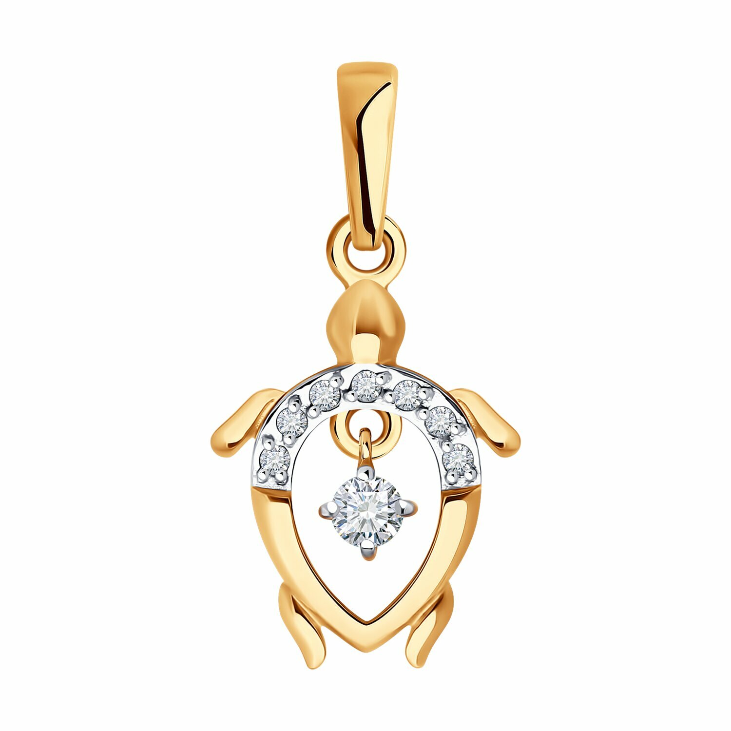 Подвеска, золото, 585 проба, фианит