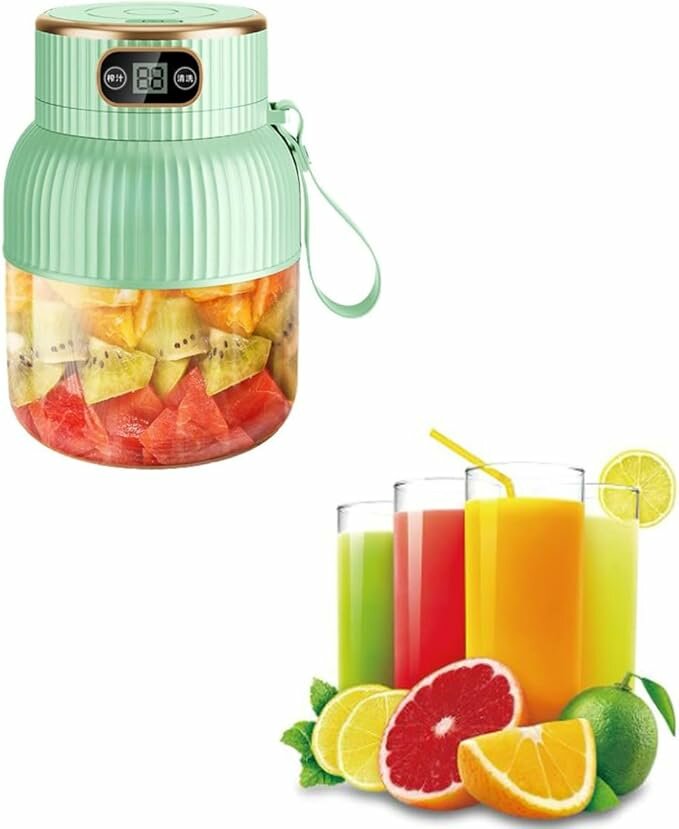 Портативный блендер USB перезаряжаемый, персональный соковыжималка блендер чашка, мини блендер портативный блендер для коктейлей и смузи, бытовой фруктовый миксер для спорта путешествия (зеленый)