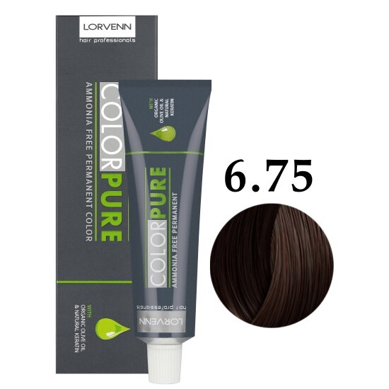 Краска для волос безаммиачная Lorvenn Color Pure, тон 6.75