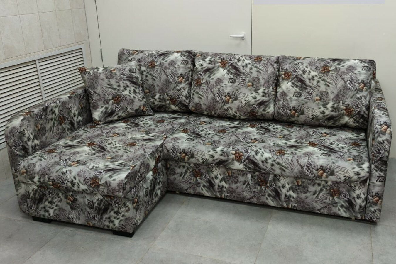 Угловой диван Берлингтон Tiza Микровелюр, еврокнижка, 220х153х75 см, с ящиком для белья