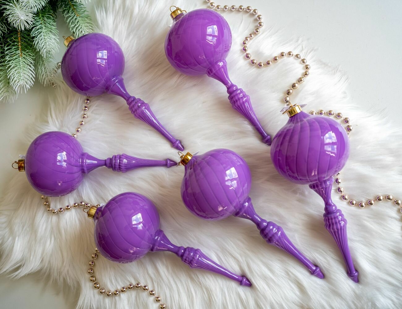 Набор ёлочных украшений беттина, стекло, сиреневый, 25 см, 6 шт, EDG 687133-62-набор