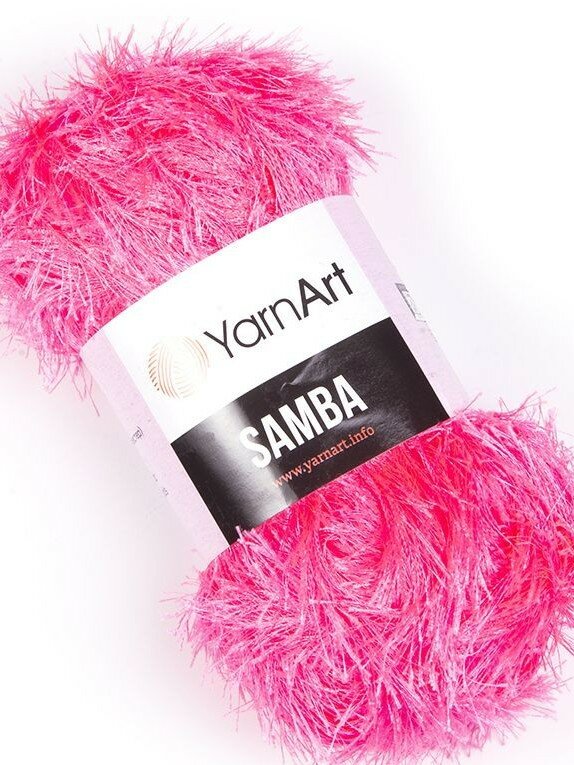 Пряжа Samba Yarnart цвет 08 розовый неон 100 г. 150 м. 1 моток.