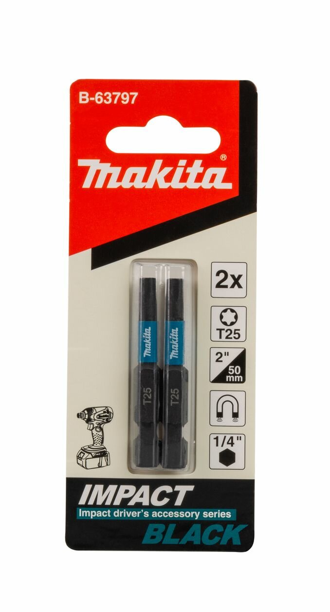 Насадка Impact Black T25, 50 мм, E-form (MZ), 2 шт. Makita B-63797