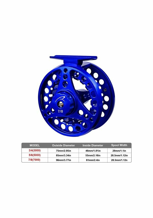 Катушка для нахлыста Fr01 полностью металлическая - 5/6, подшипники BB 2+1, синий цвет