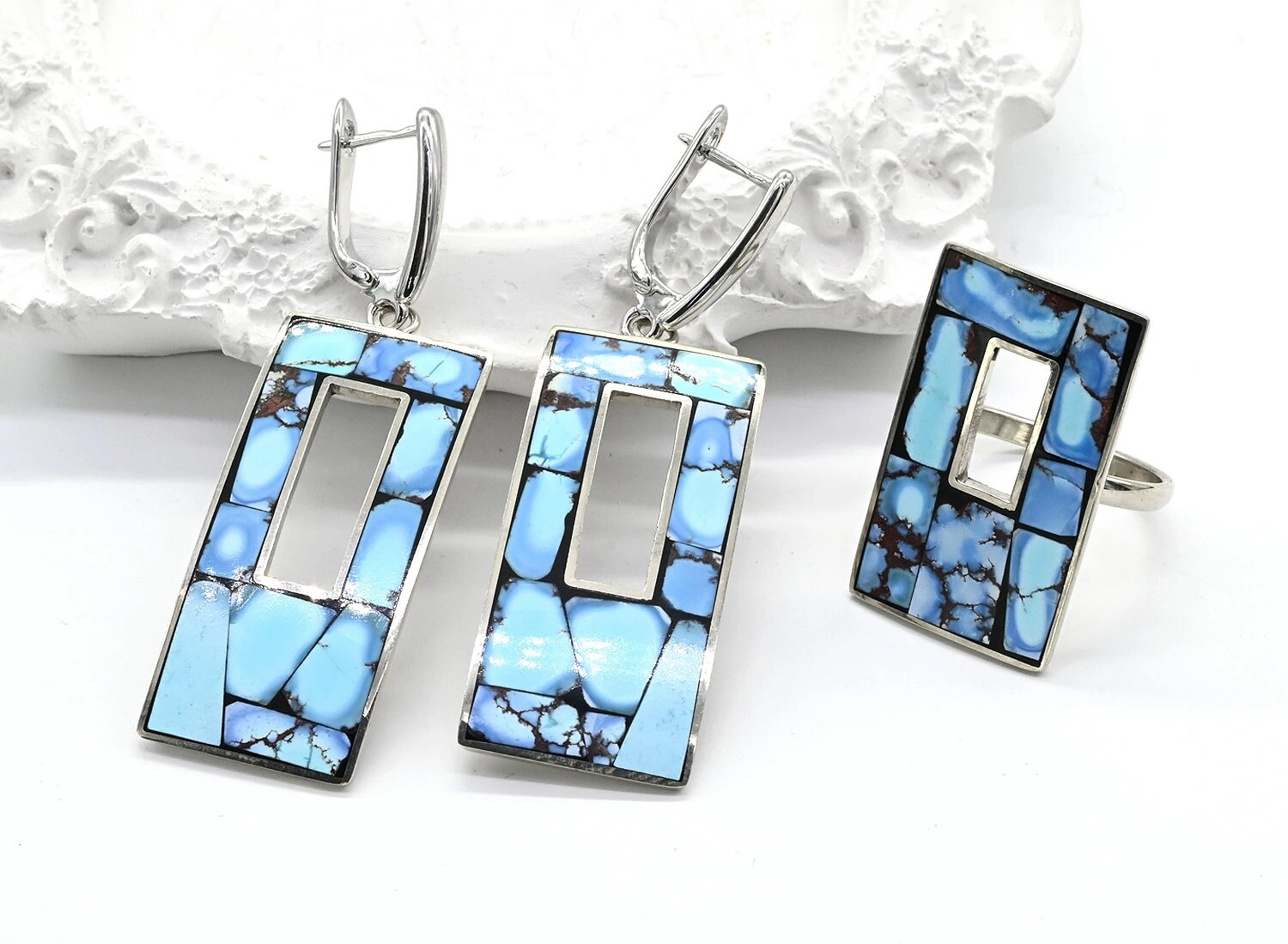 Комплект бижутерии, бирюза