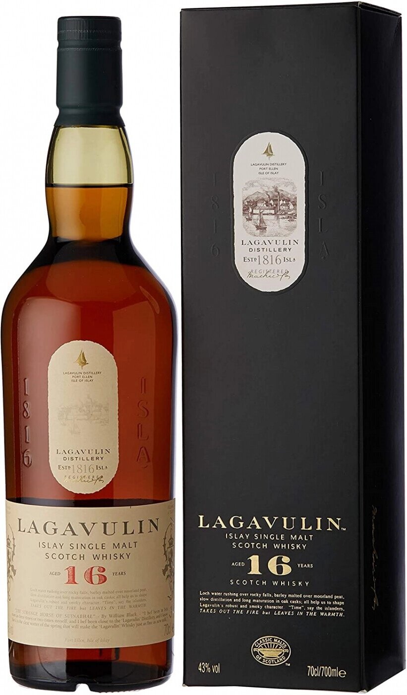 Виски "Lagavulin" 16 years old, gift box, 0.7 л