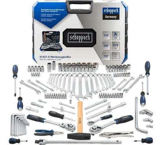 Набор инструментов Scheppach 142 предмета 1/4 3/8 1/2 Sch-41421-5(60805)