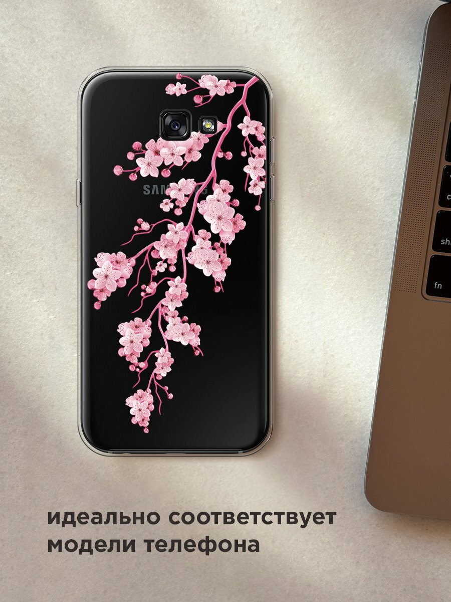 Чехол на Samsung Galaxy A7 2017 / Самсунг Галакси А7 2017 с принтом "Ветка сакуры 2" — фото 1