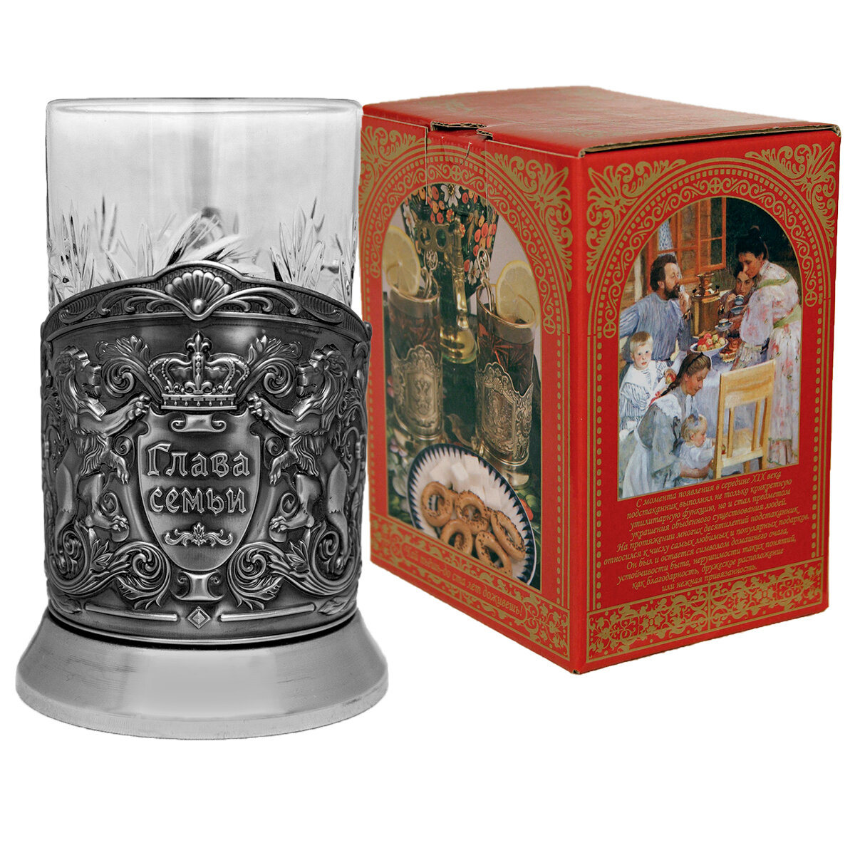 Подстаканник "Глава семьи" - картон. коробка, хруст. стакан, штамп ПД-370ШК