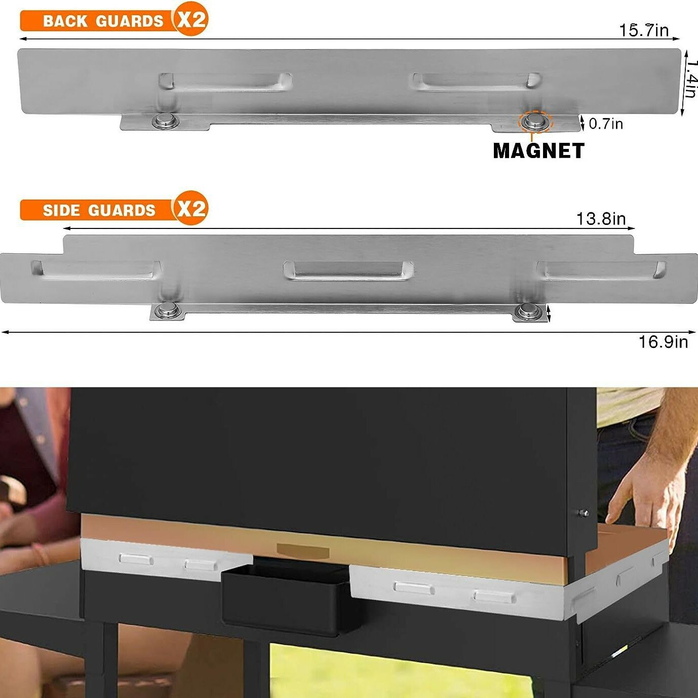 17 22 28 36inch Ветрозащитный экран из нержавеющей стали 430, боковая стойка для барбекю, аксессуары для барбекю, ветрозащитный экран.