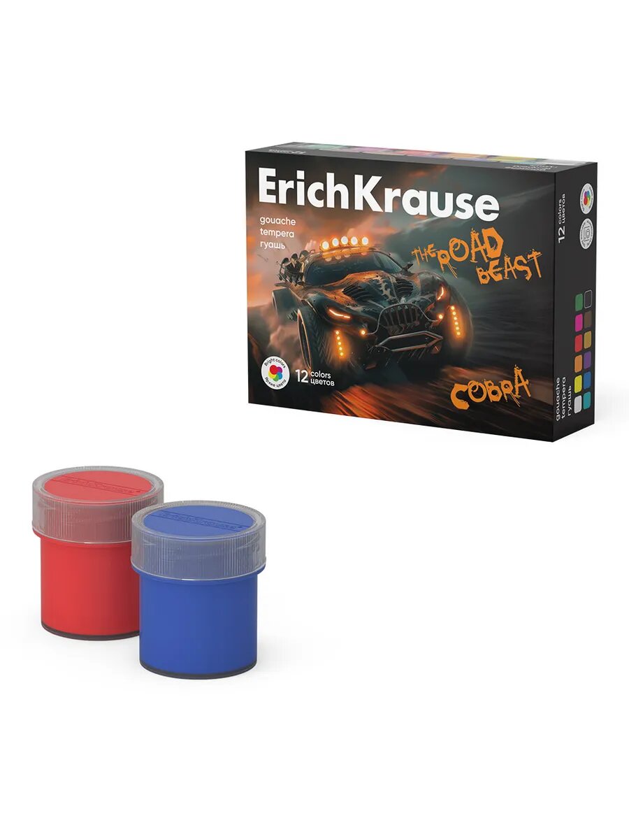Гуашь Road Beast 12 цветов по 20 мл (в коробке 12 шт)