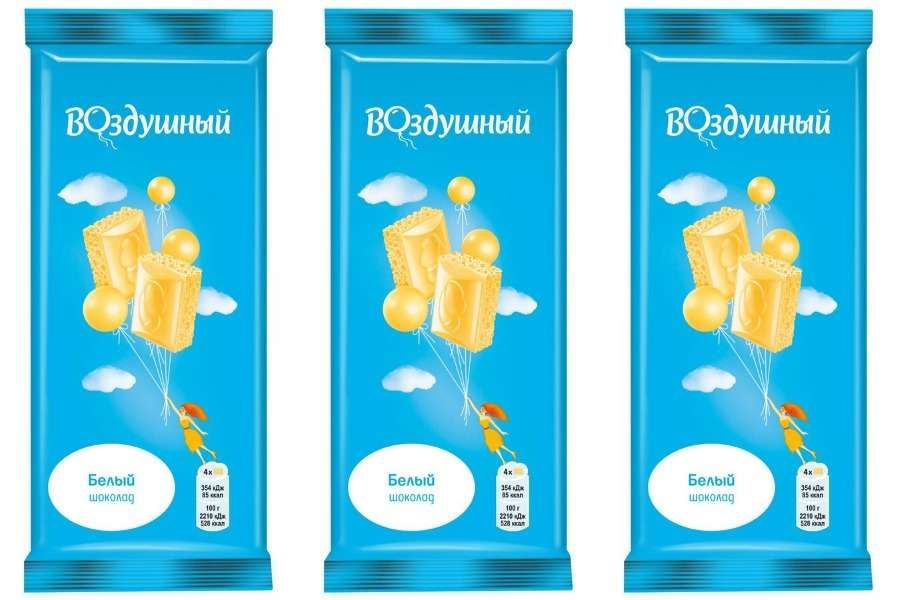 Воздушный белый пористый шоколад, 80 г, 3 шт