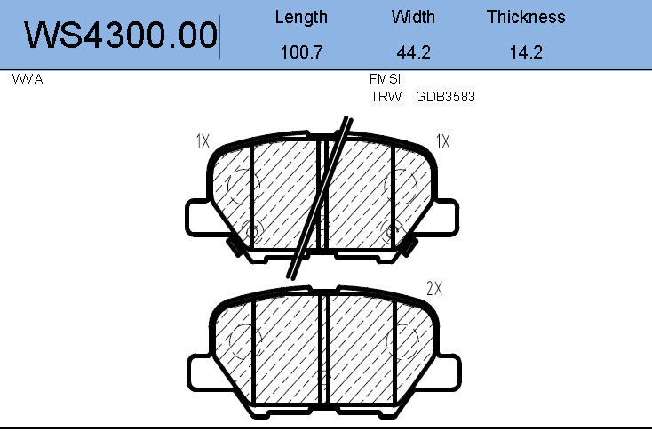 Колодки тормозные дисковые зад JEENICE WS4300.00