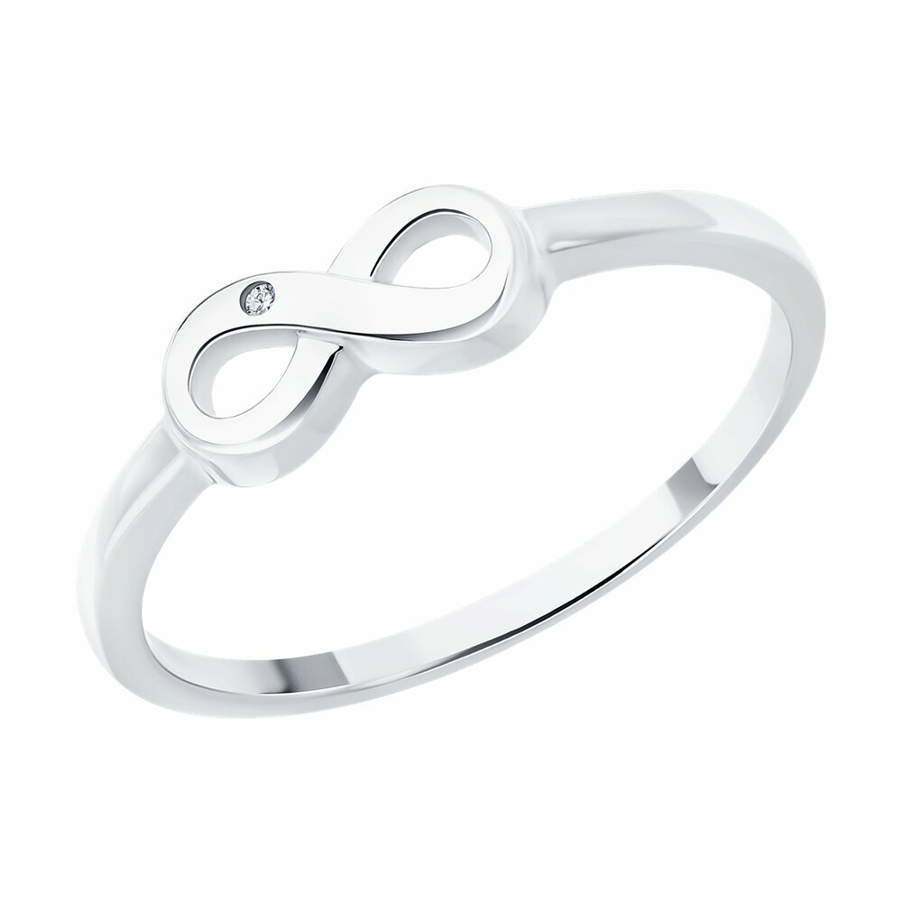 Кольцо, серебро, 925 проба, родирование, бриллиант