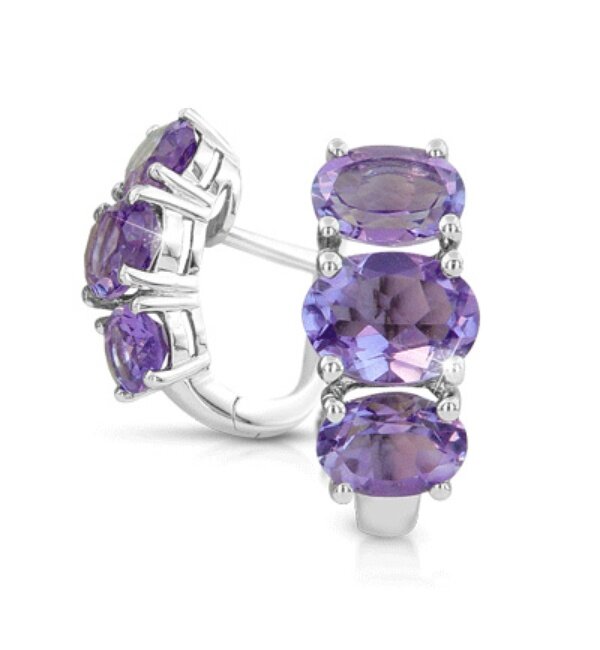 Серьги, серебро, 925 проба, аметист