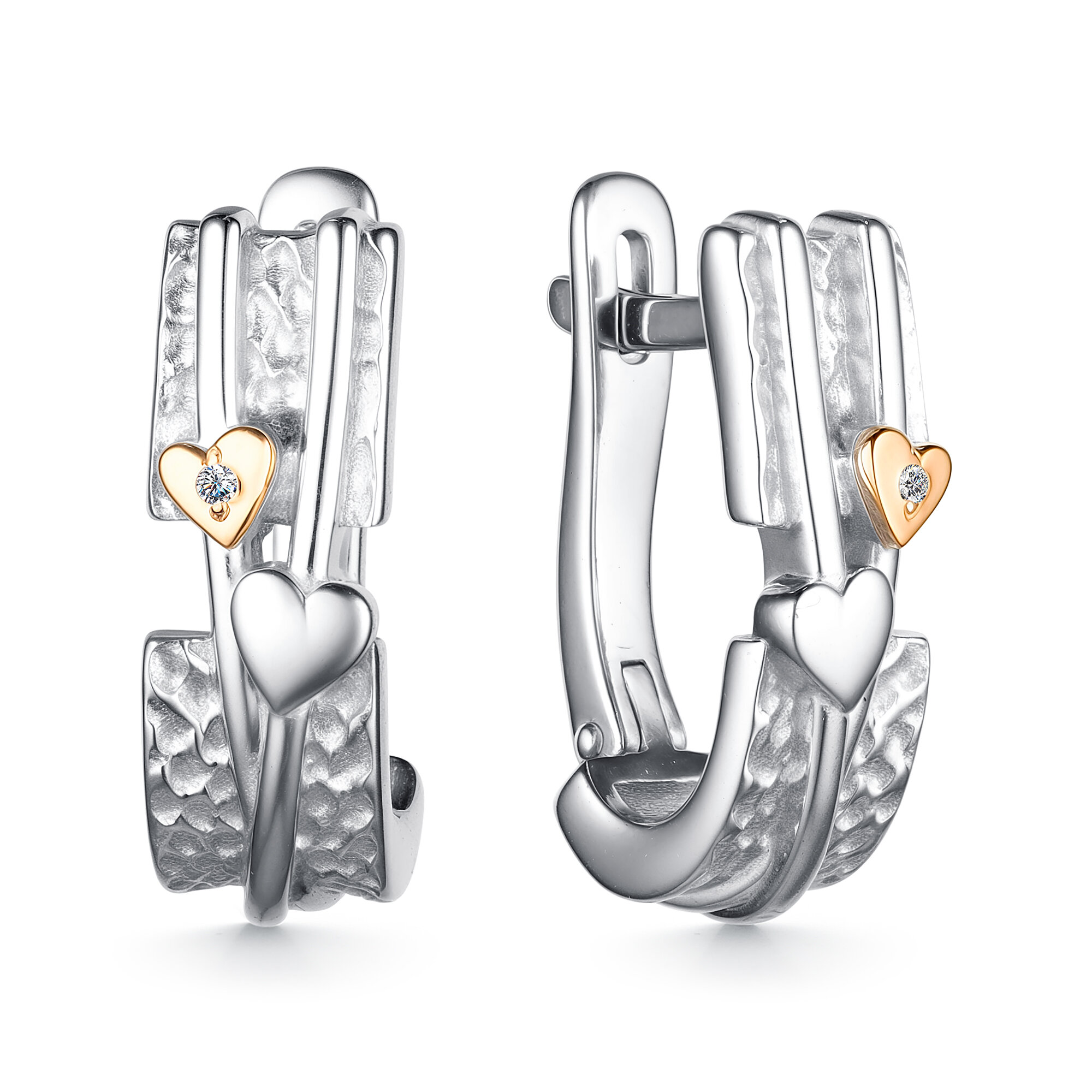 Серьги, серебро, 925 проба, бриллиант