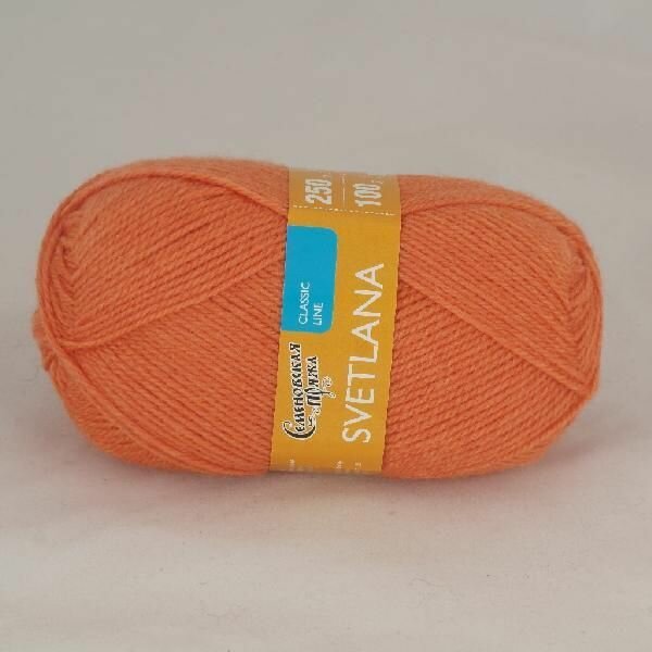 Пряжа Московская шерстопрядильная фабрика Светлана ПШ (МШФ), морков. - 670, 50% шерсть, 50% акрил, 5 мотков, 100 г, 250 м.