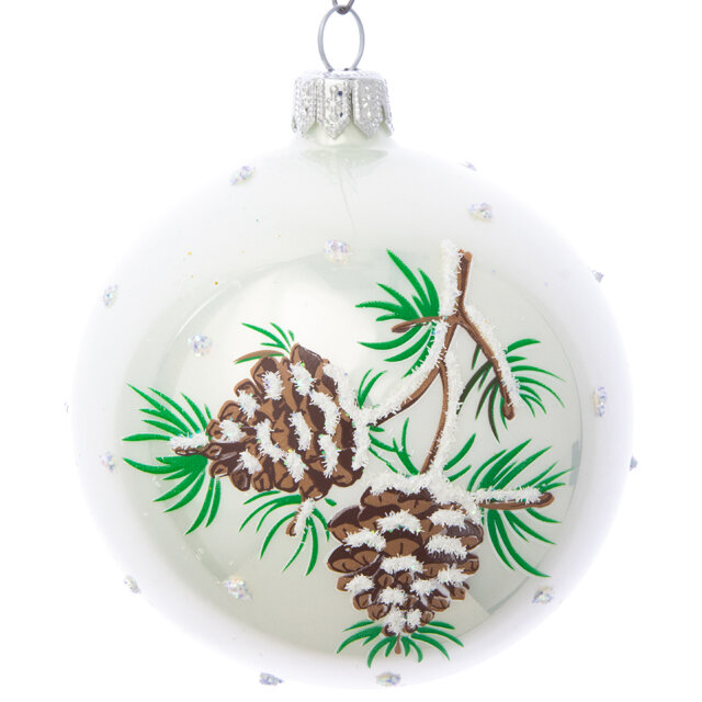 Стеклянный елочный шар Шишки 7 см, Фабрика Елочка, С1823