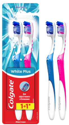 Набор из 3 штук Зубная щетка отбеливающая Colgate plus жесткая промоупаковка 1+1