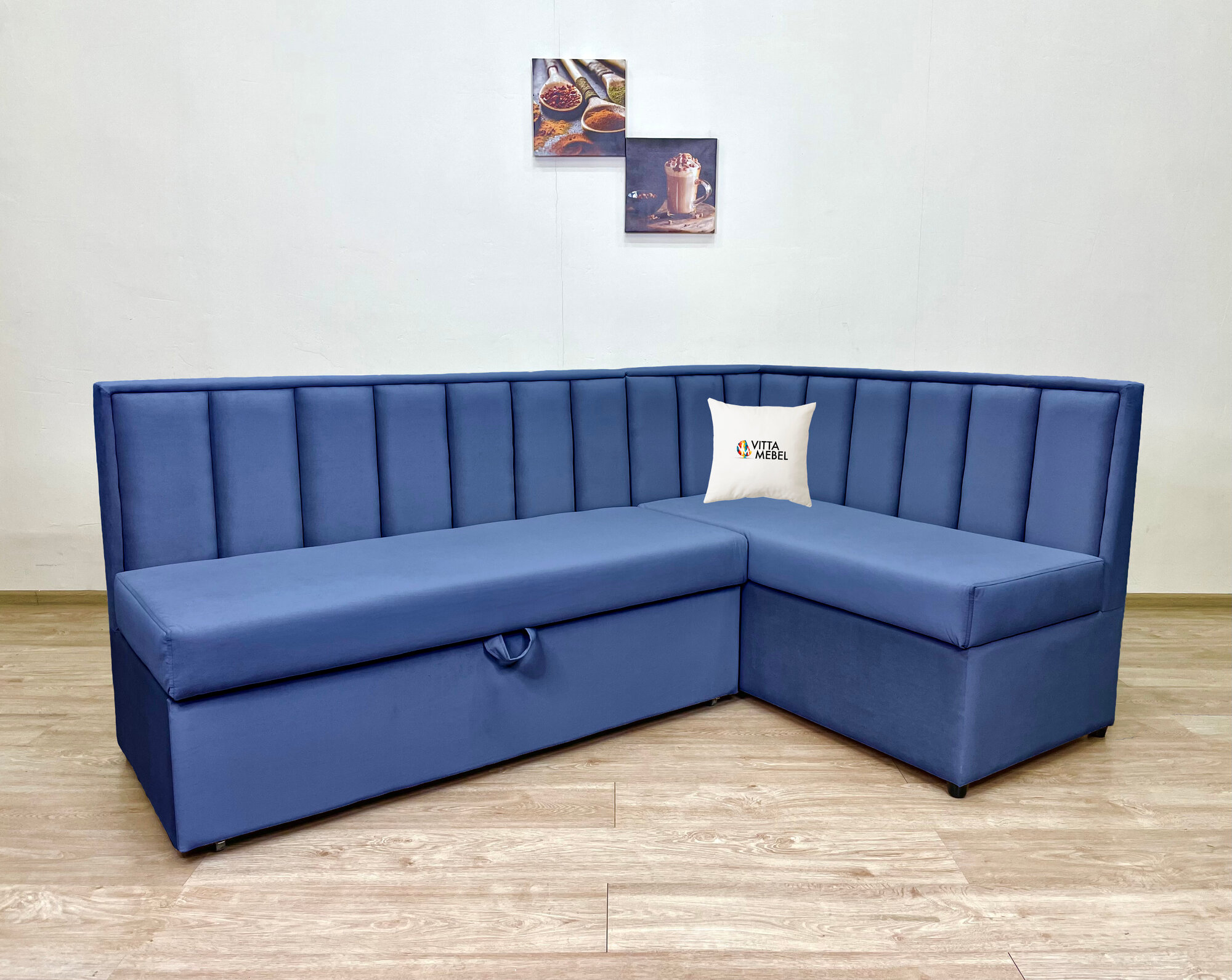 Кухонный уголок Santorini угол правый, лазурный