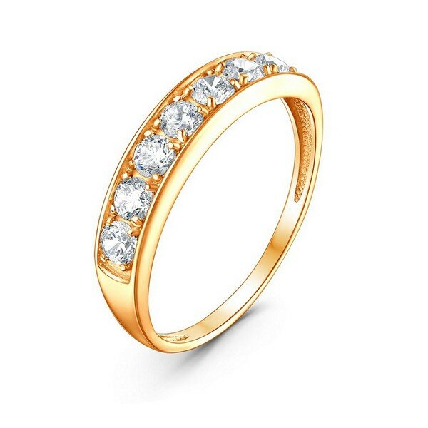 Кольцо тонкое, широкое JEWELIN, красное золото, 585 проба, фианит
