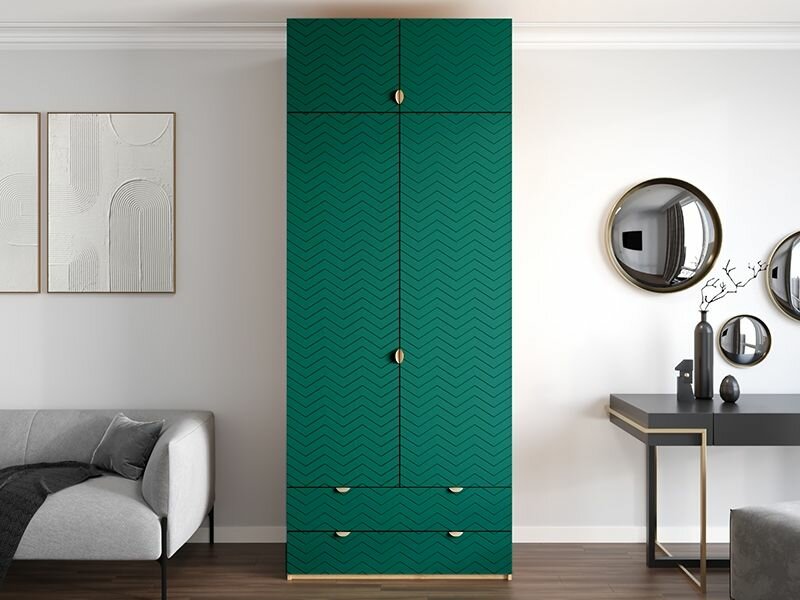 Шкаф распашной для одежды "Гринвич 2" 100х250х55 Дуб крафт золото / Лобелия