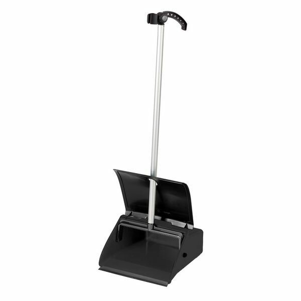 TTS Итальянский совок Clip с черной крышкой, пластик с резиновым профилем и алюм. рукояткой, черный