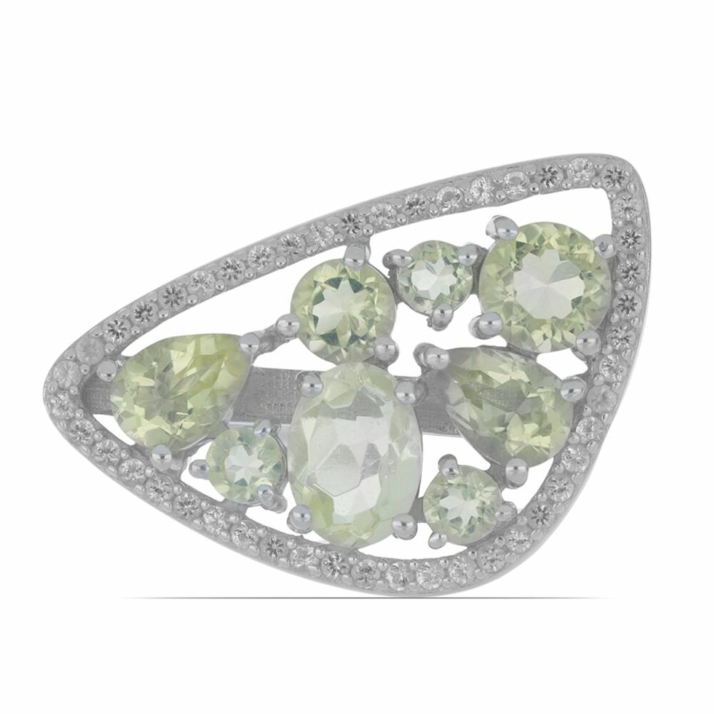 Кольцо тонкое, серебро, 925 проба, родирование, топаз