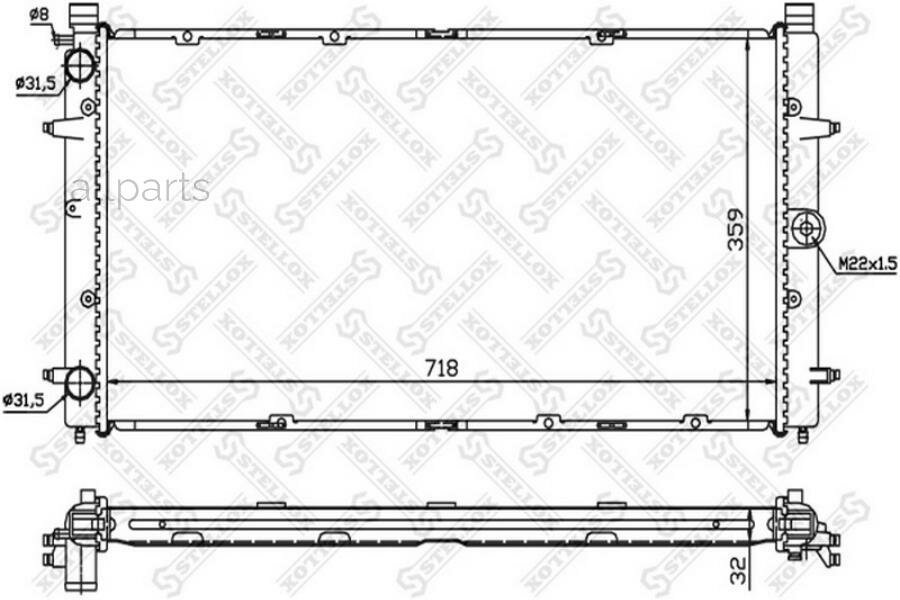 STELLOX 1025008_SX Радиатор системы охлаждения VW T4 1.8-2.5TDi 91> STELLOX 10-25008-SX