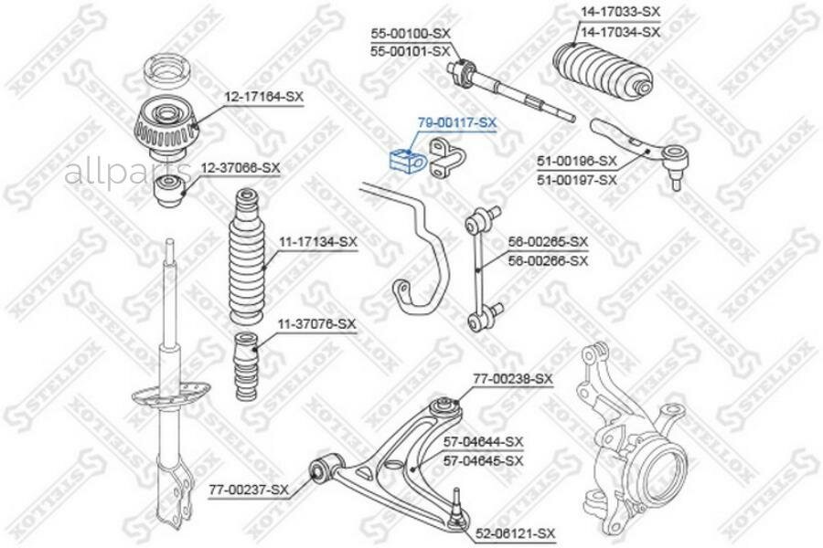 STELLOX 7900117SX втулка стабилизатора переденго! 21мм\ Honda JAZZ/FIT 02-08