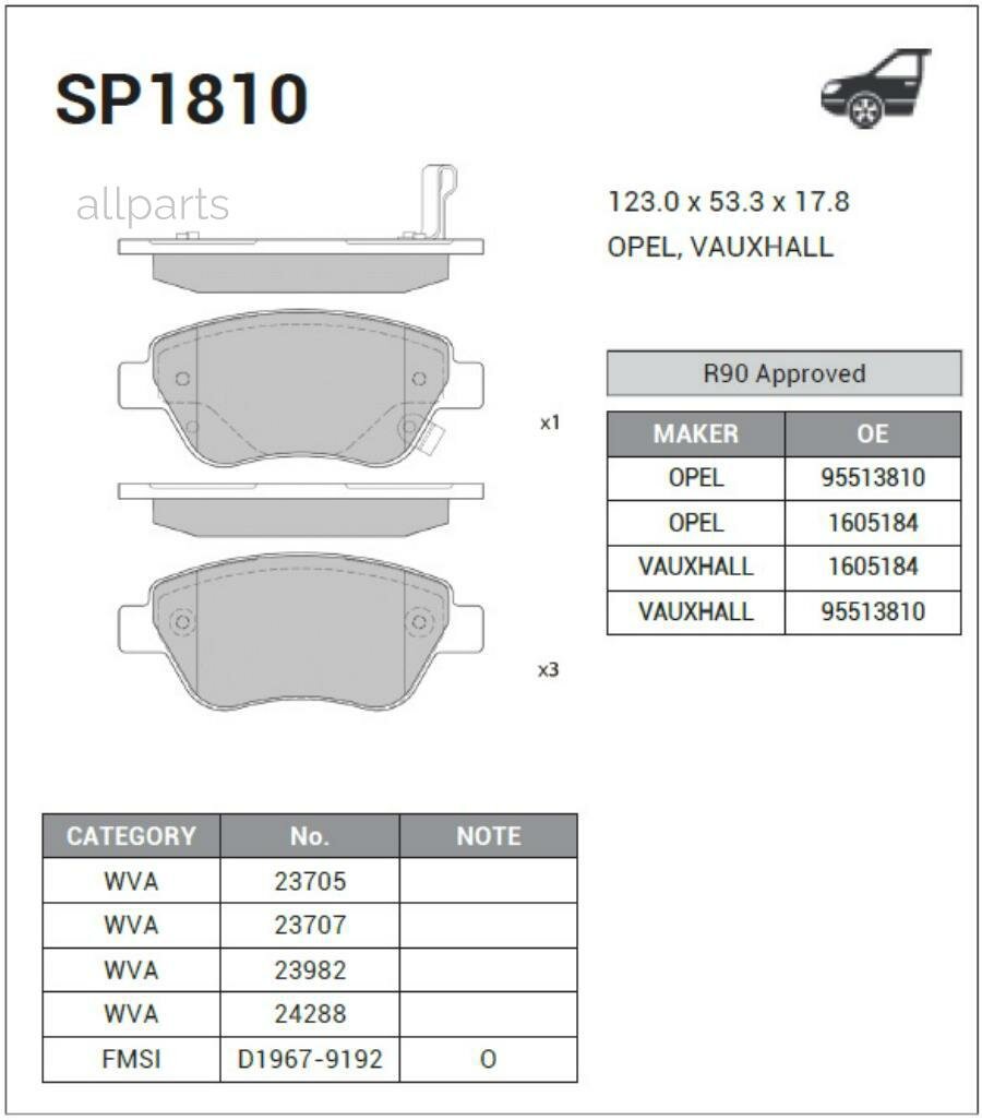 SANGSIN BRAKE SP1810 Колодки торм. дисковые Hi-Q OPEL CORSA D 06-