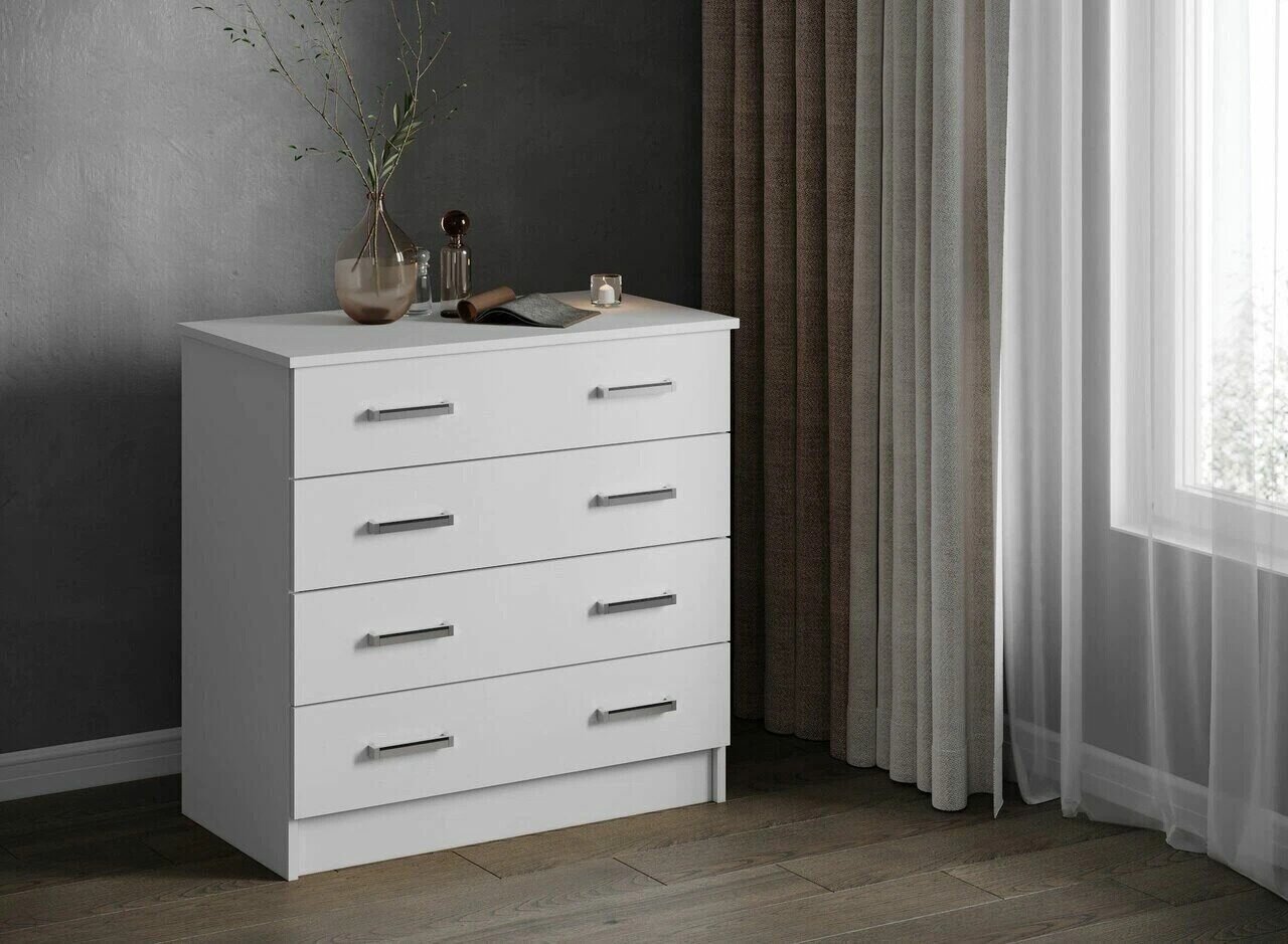 Комод «Катрин 3», 4 ящика, роликовые направляющие, белый (820х435х810)