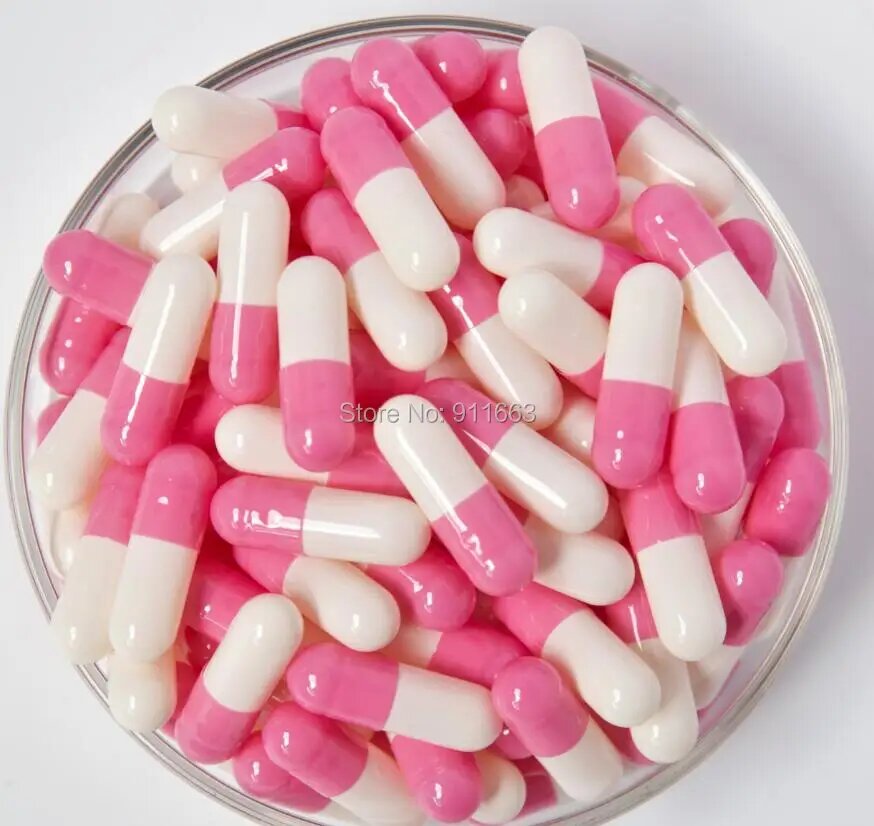 1000 шт! Зеленые пустые желатиновые капсулы SUNNYPK размер 0 joined capsule, Dark Pink White