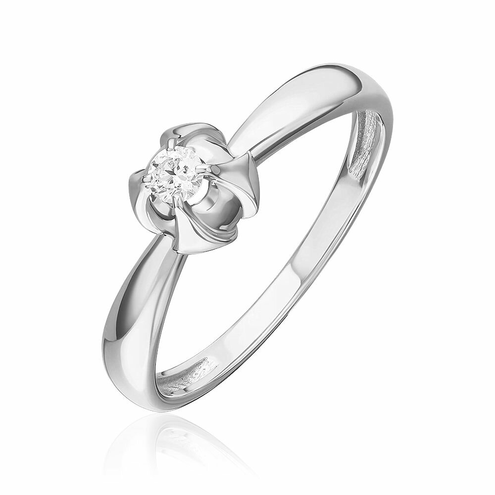 Кольцо помолвочное PLATINA, белое золото, 585 проба, родирование, бриллиант