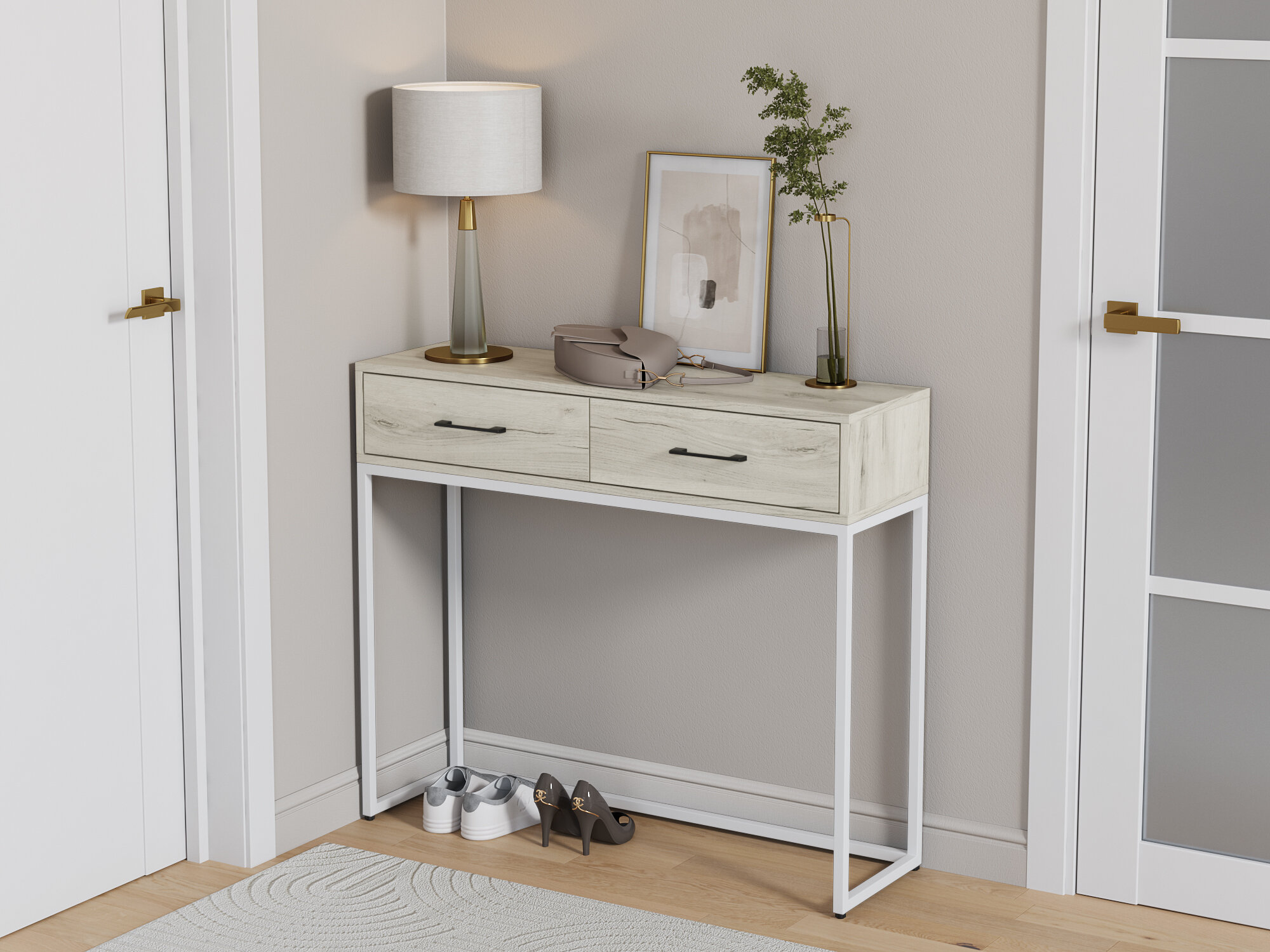 Консоль Айсберг Лофт 02 Белый/дуб крафт белый