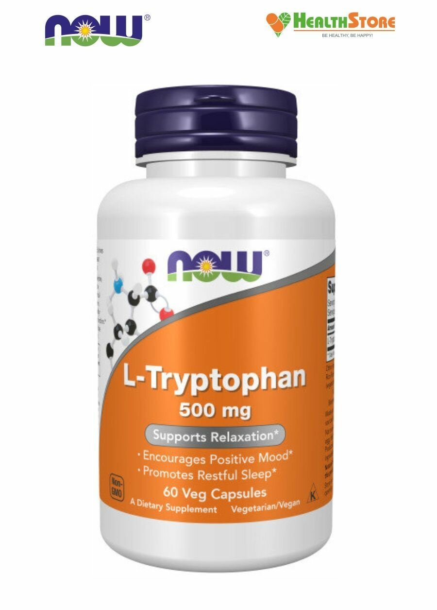 NOW L-Tryptophan 500мг 60 капсул Биологически активная добавка к пище L Tryptophan / Нау L-Триптофан