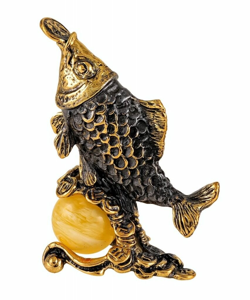 Статуэтка Рыбка Денежная на шарике Фен-шуй 2277-Б, белый