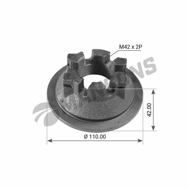 Гайка BPW ступицы корончатая (M42х2хSW65), 300.002, MANSONS