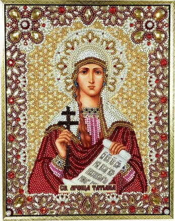 Набор для вышивания бисером с использованием камней и жемчуга Икона Св. Татьяна К-220 (19х24)