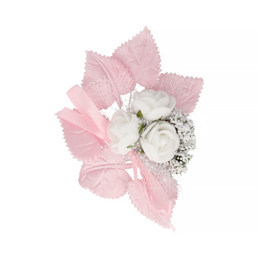 Бутоньерка свадебная розовая микс 1820979-TM71 - композиция из искусственных цветов