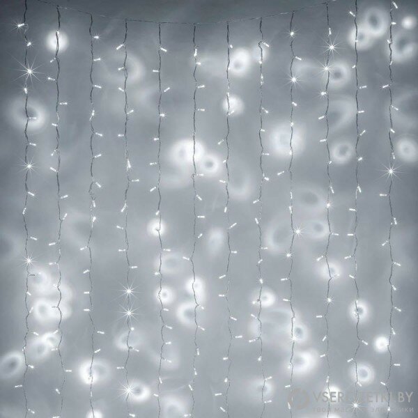 Гирлянда светодиодная Funray Занавес CL-200W,2,1*1,5м,200LED, хол. белый, прозр. шн.1,5м,220в, IP