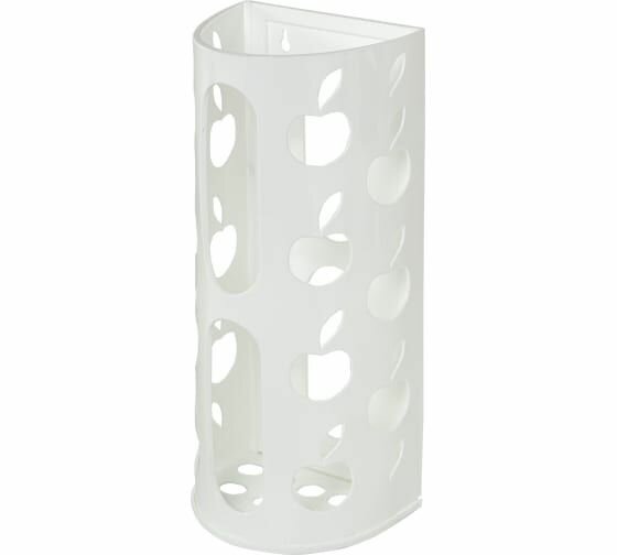 Держатель-контейнер корзина LAIMA Apple для пакетов, мешков, бахил, 37.5x16x13 см, белый 608368