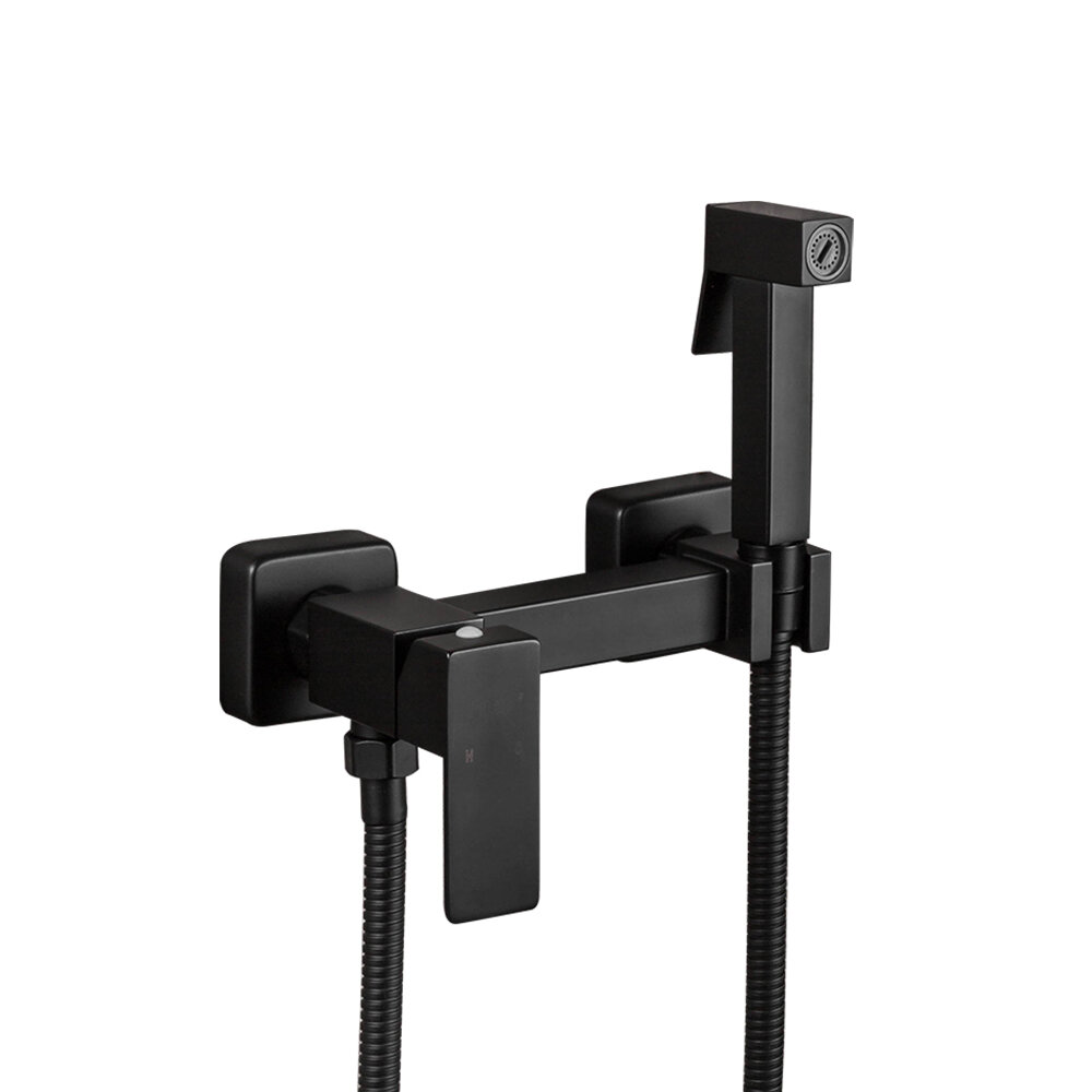 Смеситель с гигиеническим душем чёрного цветаZerix KUB-222(BLACK), SUS304