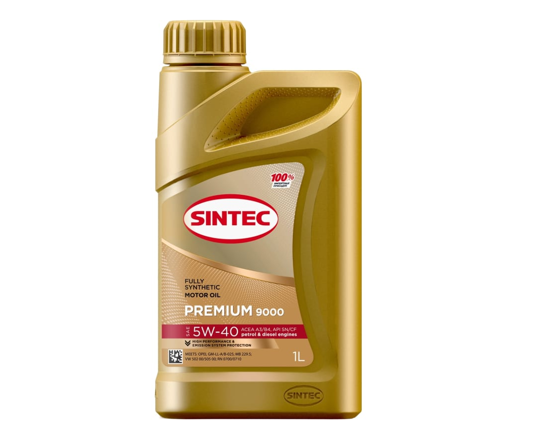 Масло моторное SINTEC Premium 9000 A3/B4 5W40, синтетика, 1 литр Premium 9000 A3/B4 1 литр 600106