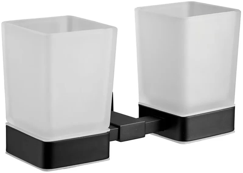 Стакан для зубных щеток Belz B90308 двойной, настенный, черный матовый